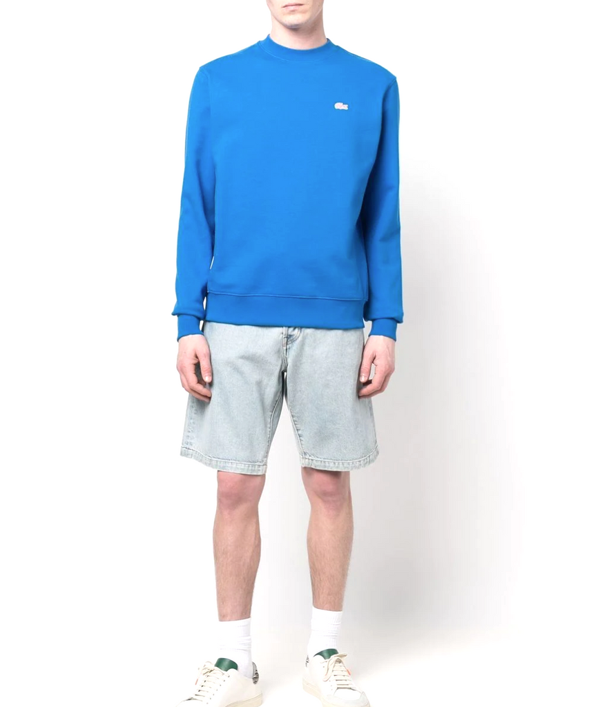 Lacoste Live Crew Neck Cotton Fleece Sweatshirt (Blue) – ShoeGrab