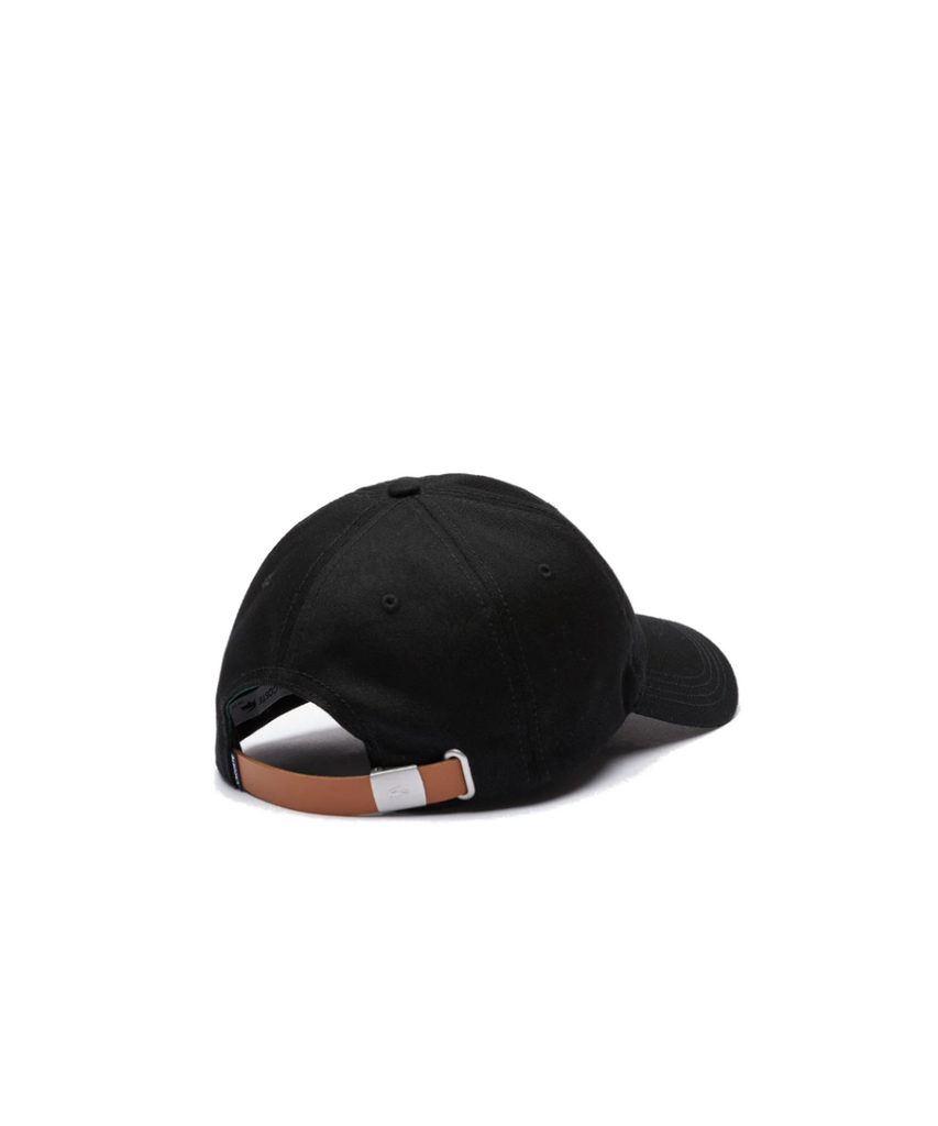 Official Lacoste Centre Croc Cotton Cap in Black at ShoeGrab
