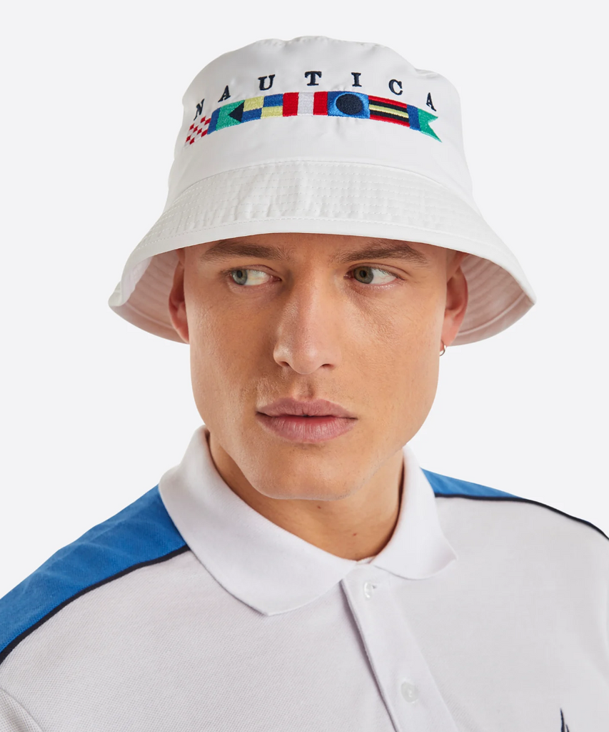 Official Nautica Pacific Bucket Hat in White at ShoeGrab