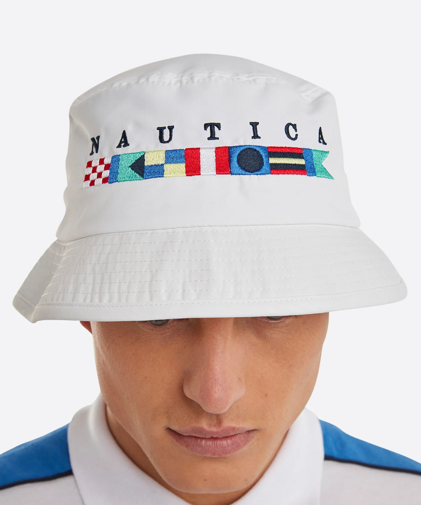 Official Nautica Pacific Bucket Hat in White at ShoeGrab