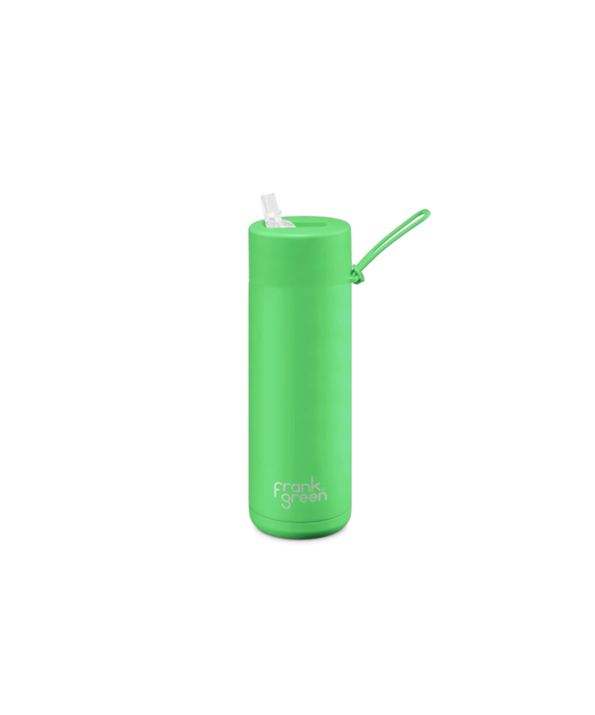 Official Frank Green Reusable Ceramic Bottle 595ml (Neon Green) at ShoeGrab