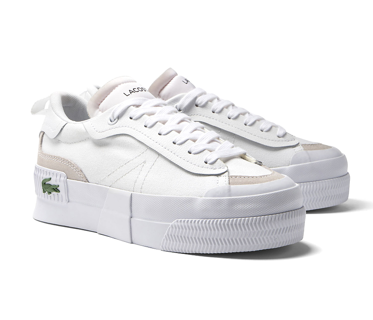 Official Women's Lacoste L004 Platform 123 1 CFA in White at ShoeGrab