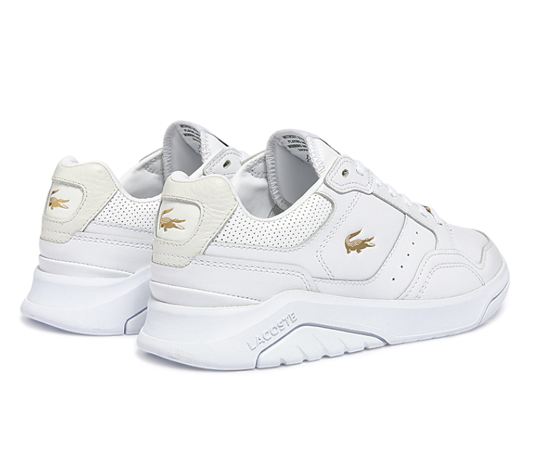 Official Women's Lacoste Game Advance Luxe in White/Gold at ShoeGrab
